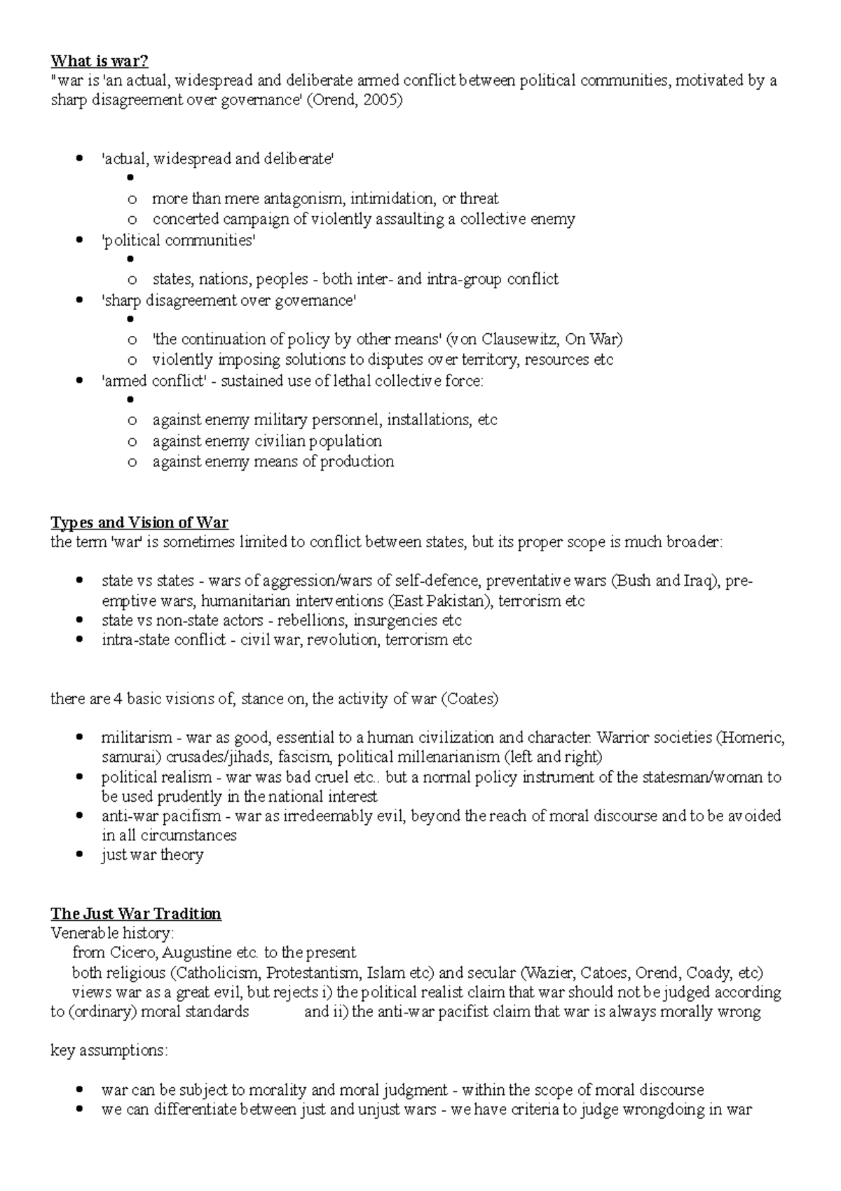 'THE Morality OF WAR' - JUST WAR Theory - What is war? "war is 'an ...