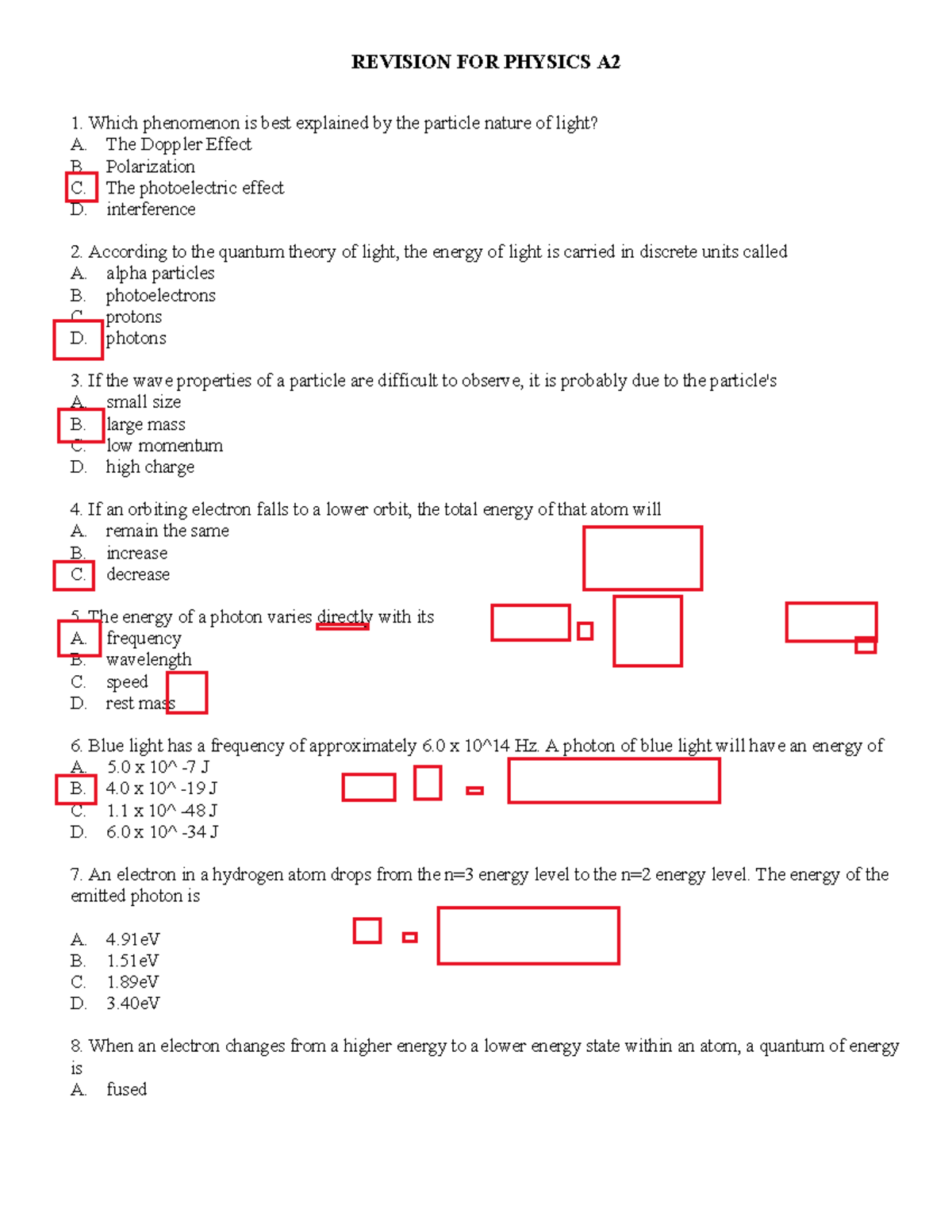Revision Final Exam Physics 2-answer - REVISION FOR PHYSICS A Which ...