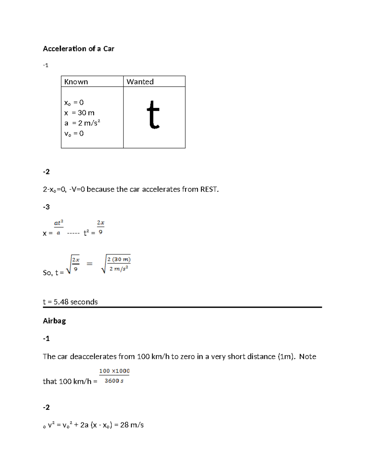 Acceleration of a Car - Physics for Engineers - Acceleration of a Car ...