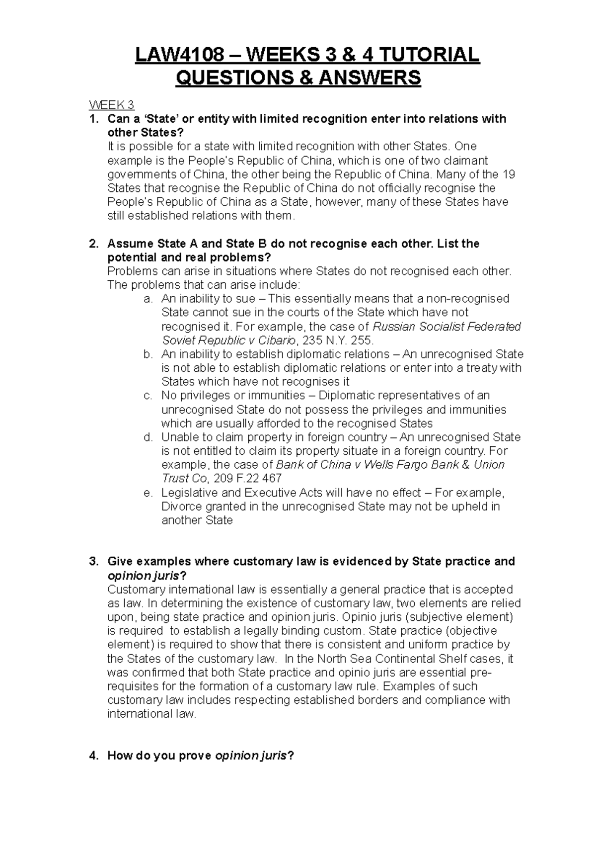 LAW4108 – Weeks 3 & 4 Tutorial Questions & Answers - LAW4108 – WEEKS 3 ...