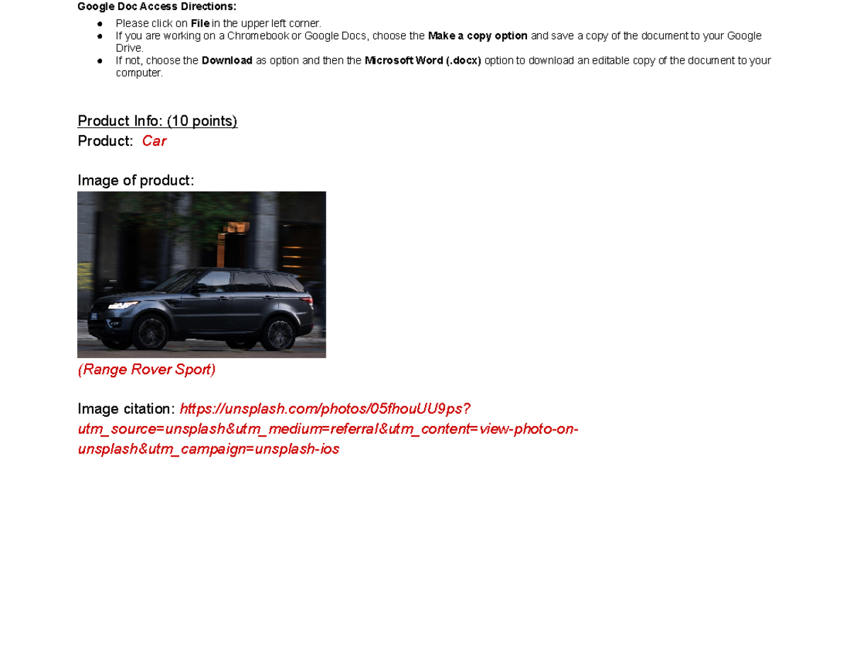 Module One Lesson One Activity - Google Doc Access Directions: Please ...