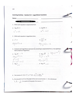 Learning Activity - Section 9.2 - Exponential Functions - .. 1 ...