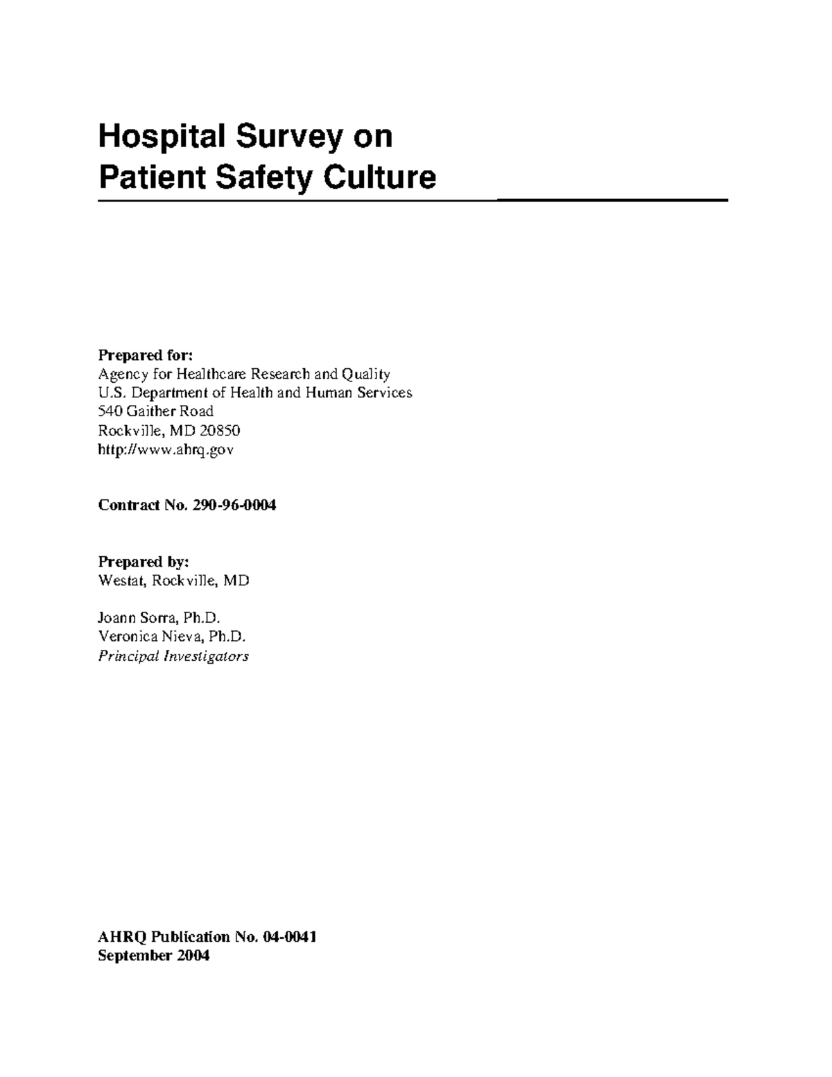 User guide Hsopsc - NOTE - Hospital Survey on Patient Safety Culture ...