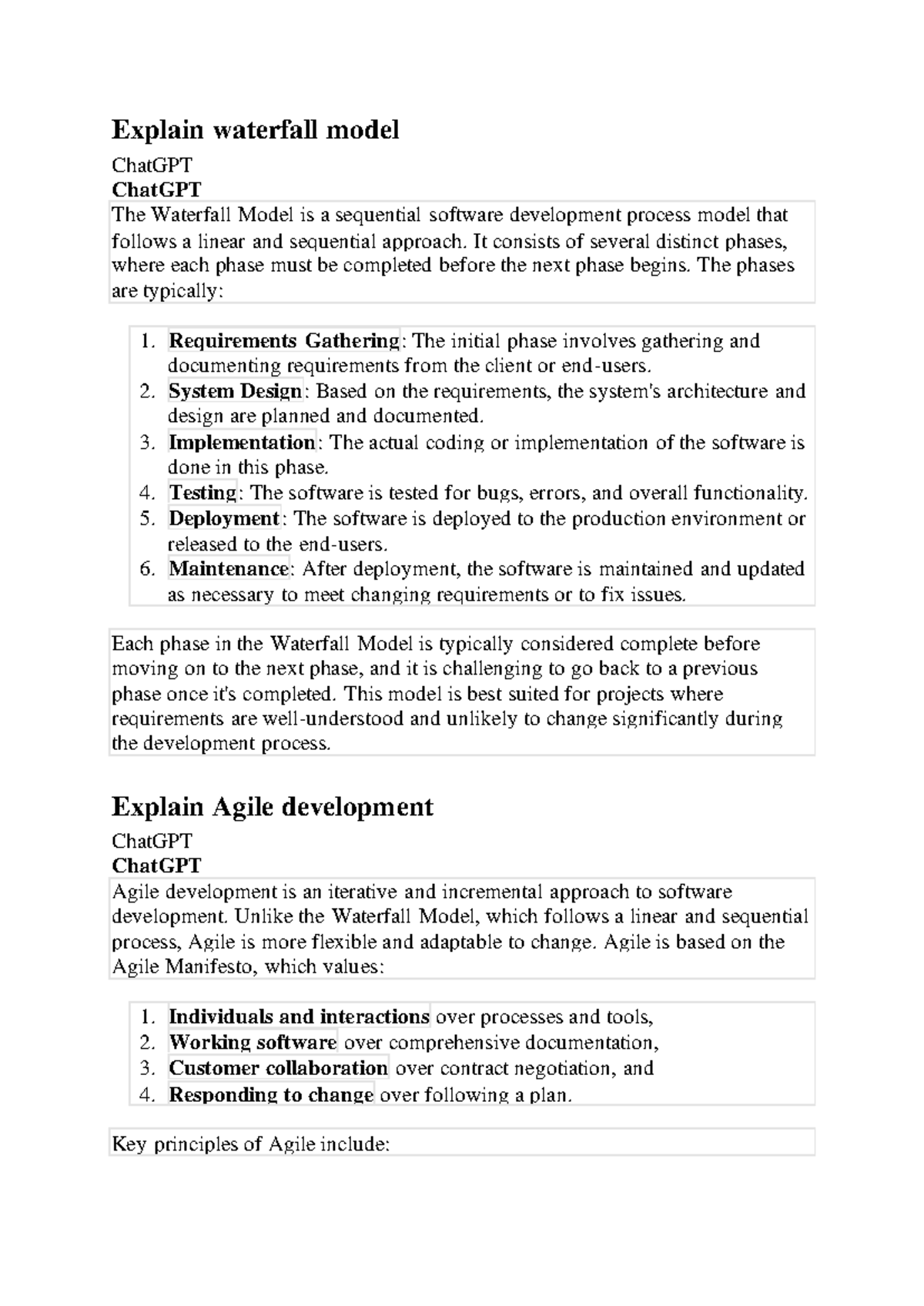 SEPM assignment - waterfall - Explain waterfall model ChatGPT ChatGPT ...