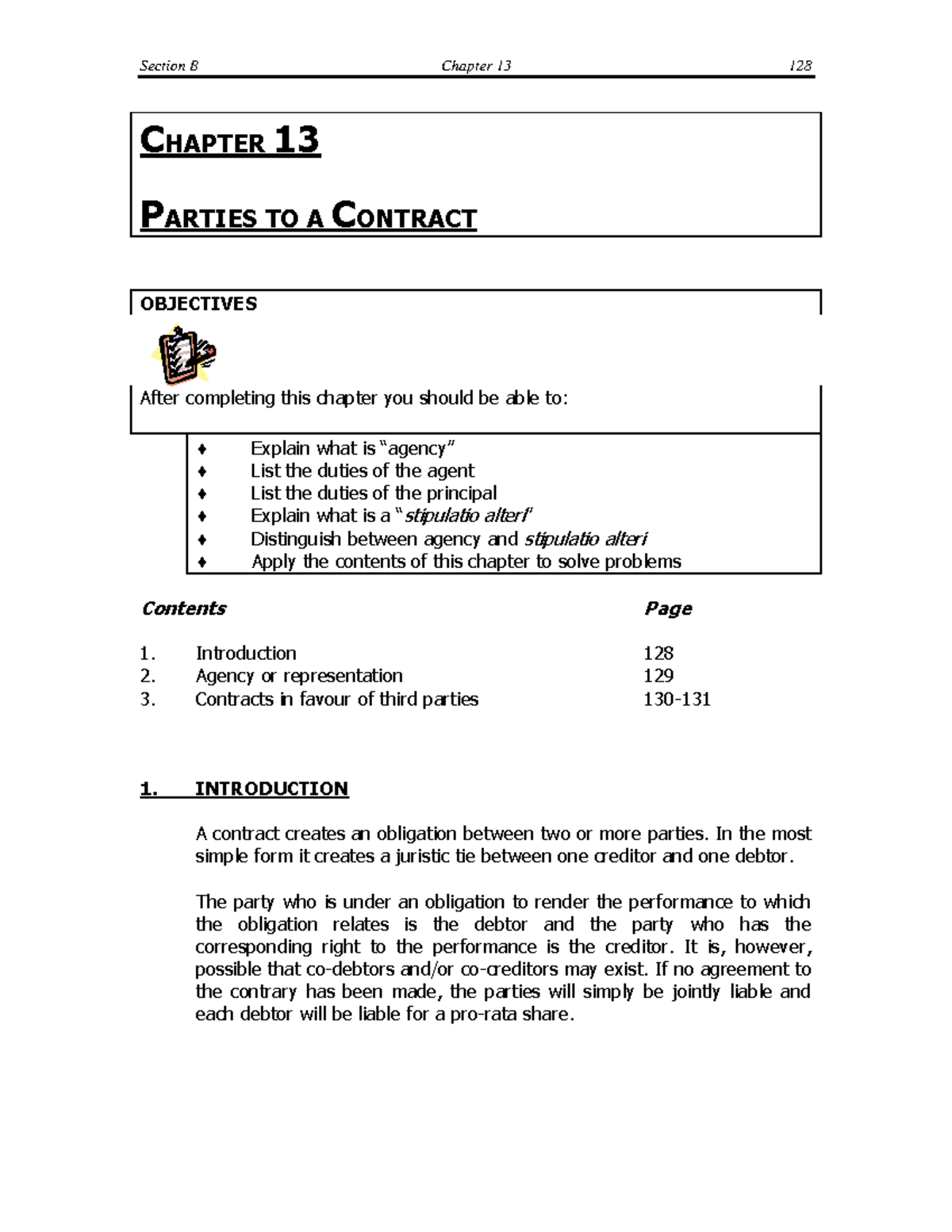Chapter 13 - Exam paper - CHAPTER 13 PARTIES TO A CONTRACT OBJECTIVES ...
