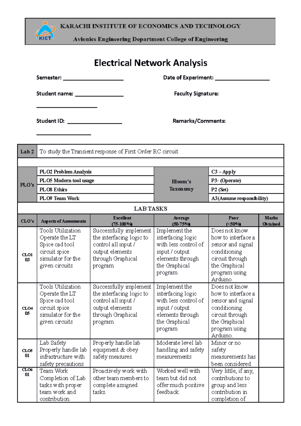 Lab No. 2-ENA - Electrical Network Analysis Semester: ____________________ Date of Experiment ...