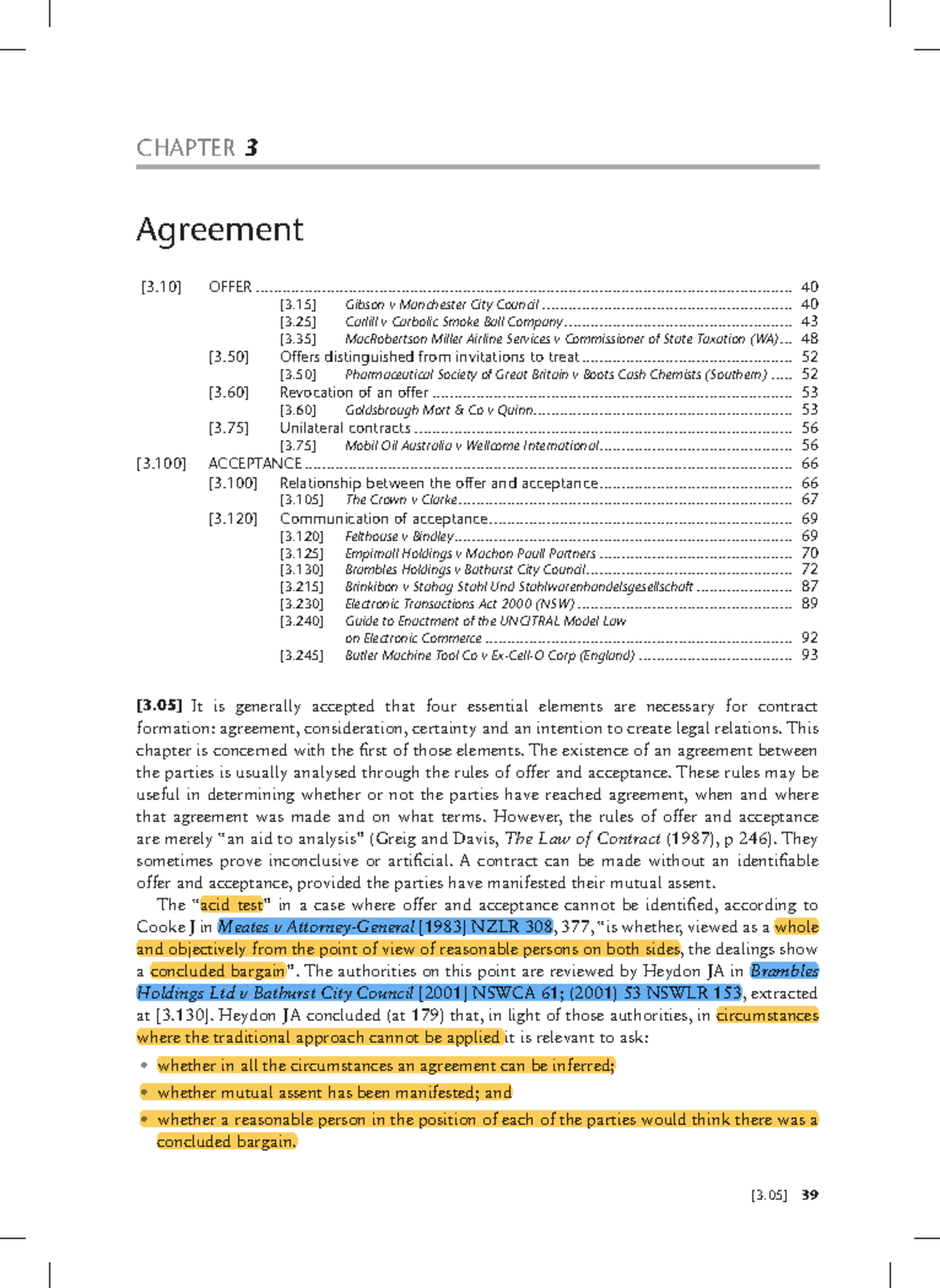 Contracts Casebook paras 3.05-3.56 and 3 - CHAPTER 3 Agreement [3] OFFER - Studocu