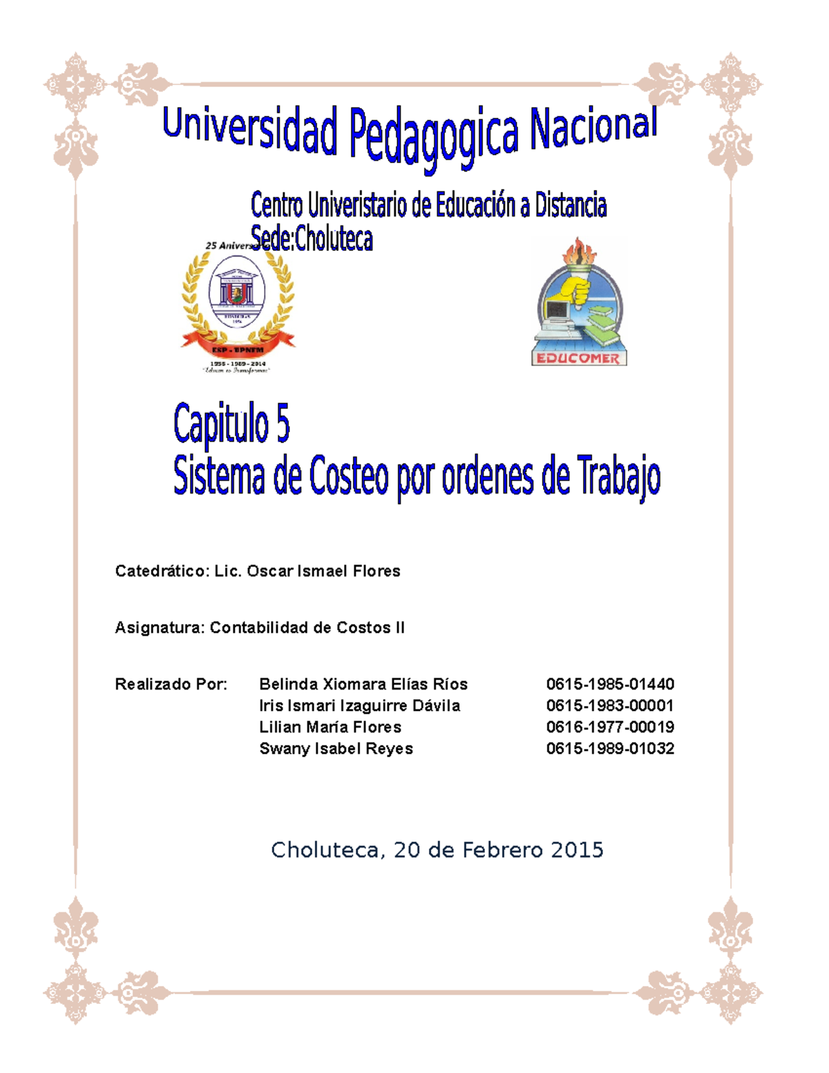 Pdf-ejercicios-capitulo-5 compress - Catedrático: Lic. Oscar Ismael Flores Asignatura ...