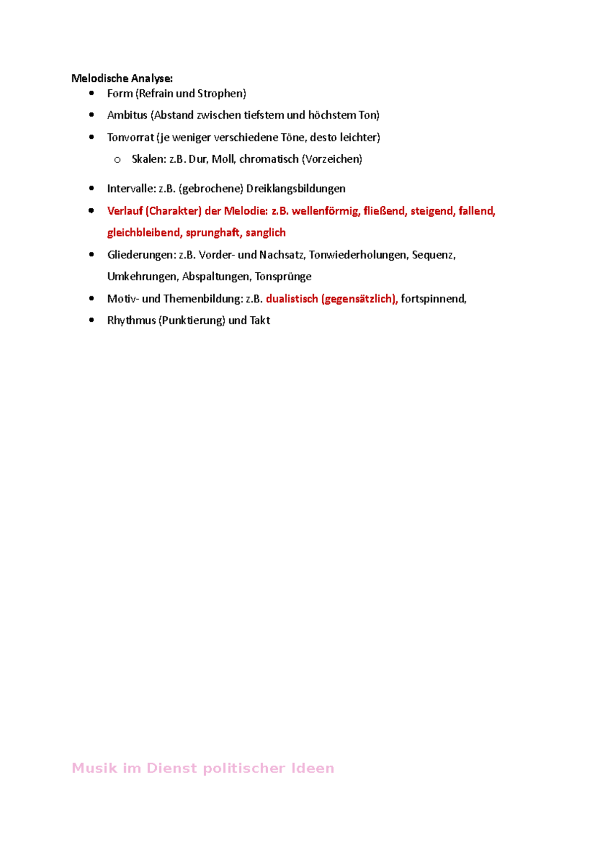 Musik Oberstufe Q12 - Melodische Analyse: Form (Refrain und Strophen ...