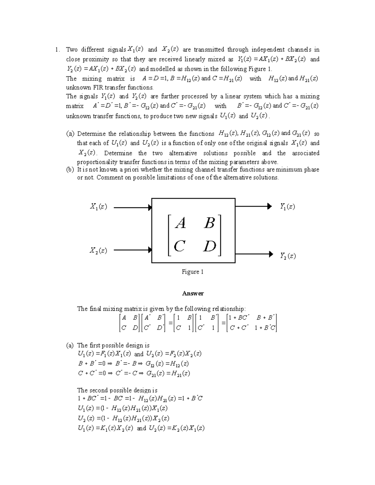 DSP-sample paper - Two different signals )( 1 zX and )( 2 zX are ...