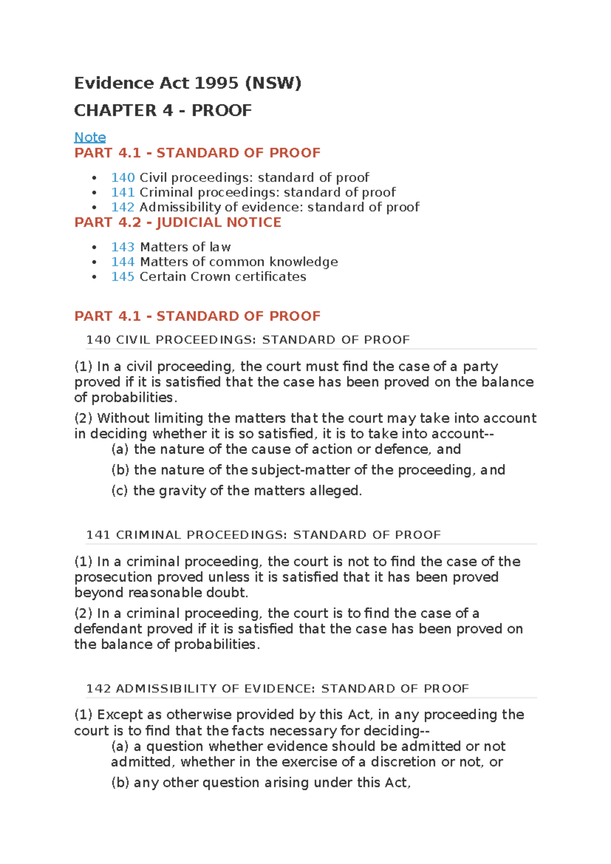Evidence Act 1995 Proof Legislation - Evidence Act 1995 (NSW) CHAPTER 4 ...