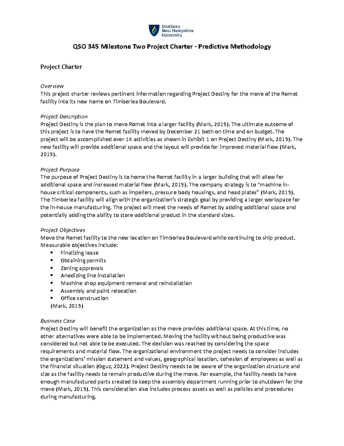 QSO 345 Milestone Two Project Charter - Predictive - Project ...
