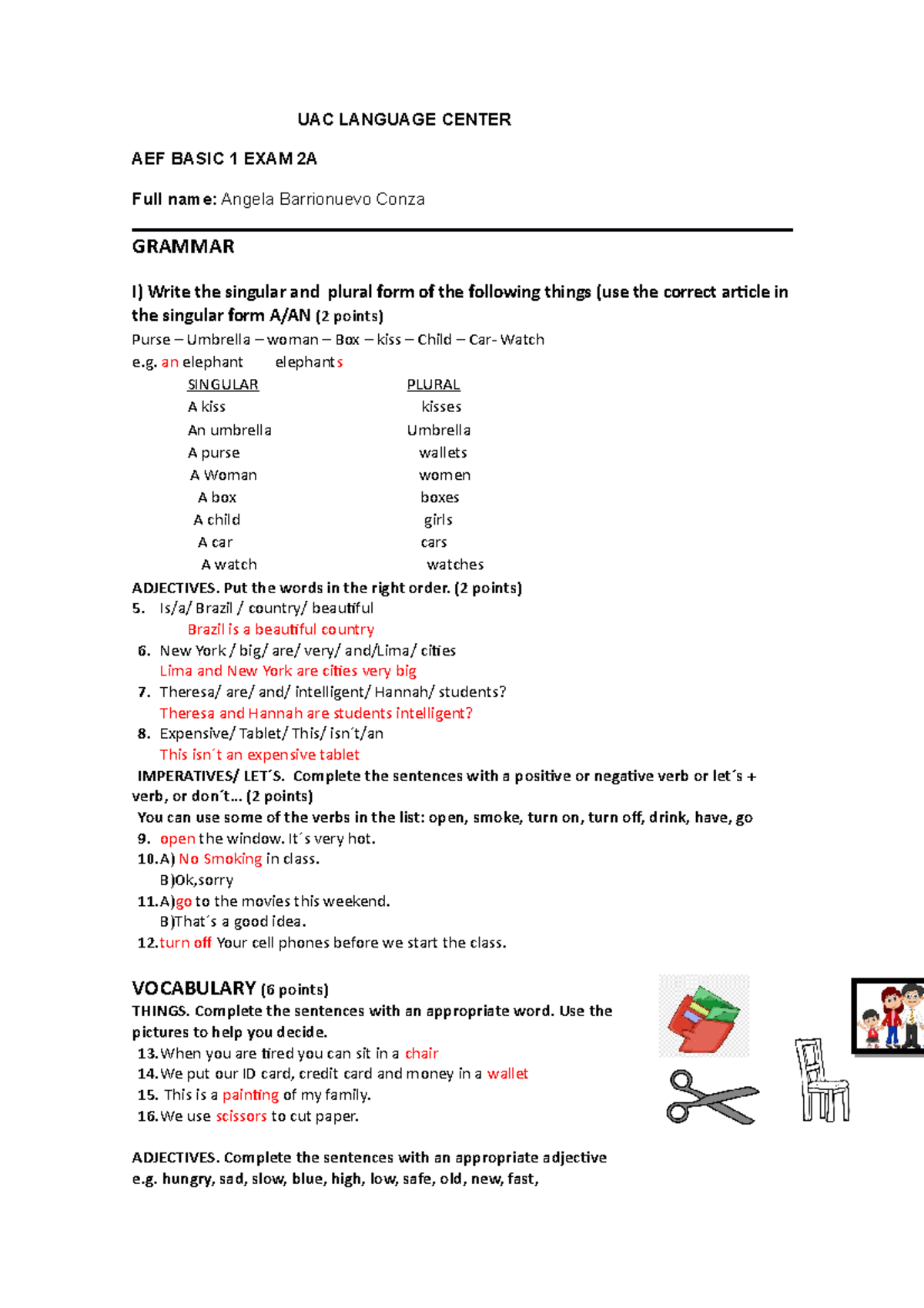 2nd exam B1 UAC - ttrtjtkj - UAC LANGUAGE CENTER AEF BASIC 1 EXAM 2A ...