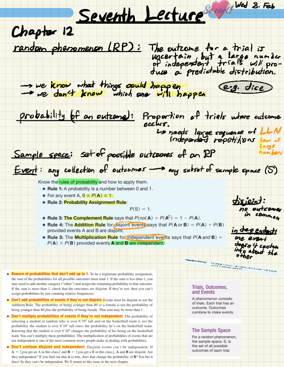 Intro to Stats (UN 1101) Notes (random phenomena and variables) - Wet I ...