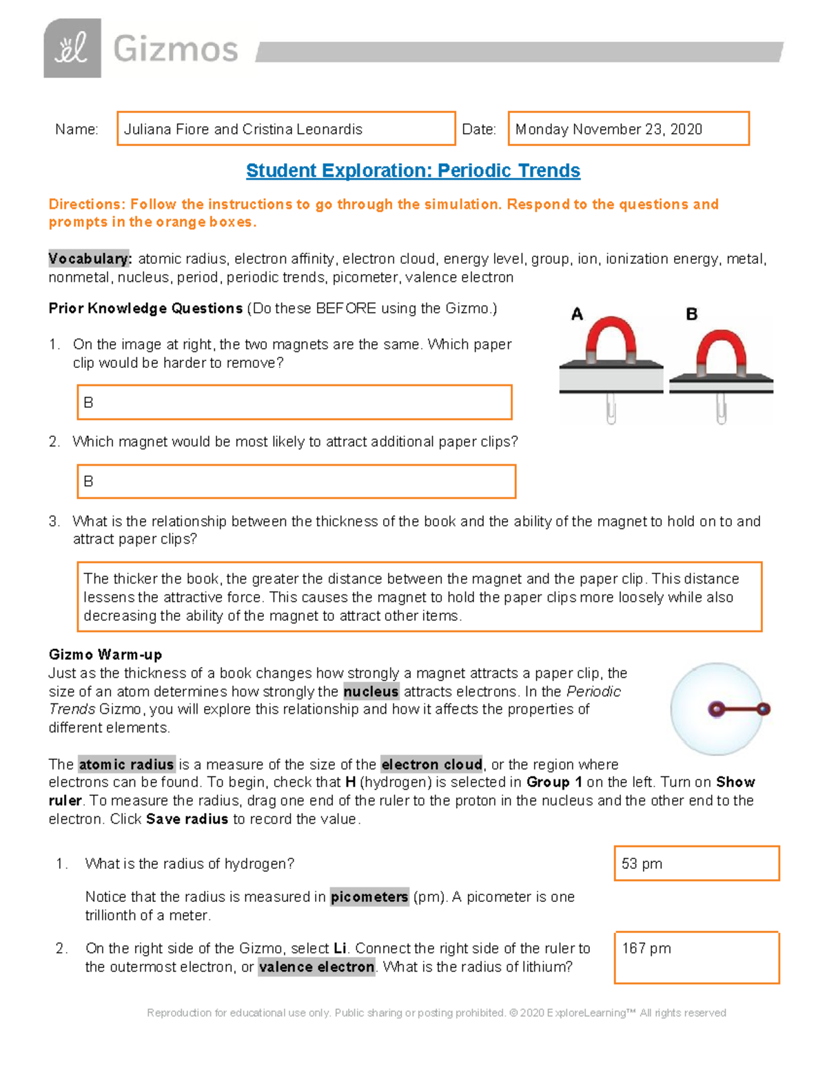 Copy of 1.7 Periodic Trends SE Gizmo - Student Exploration: Periodic ...