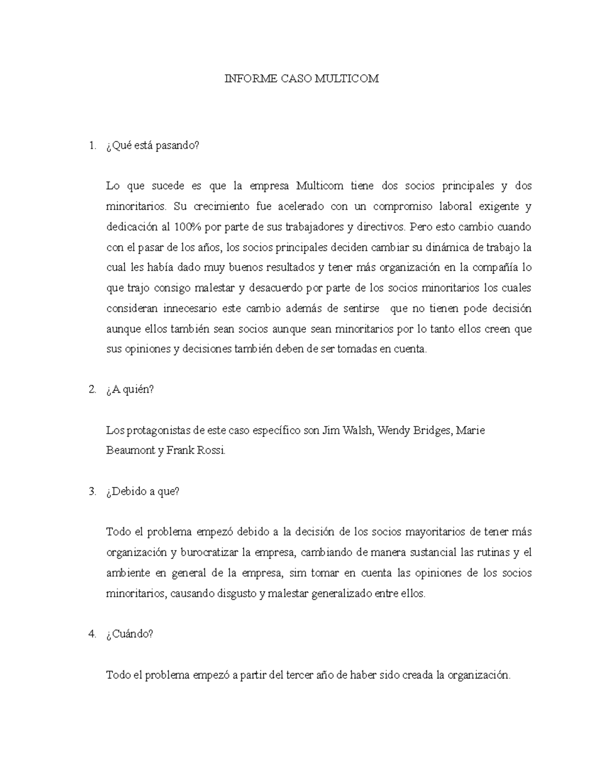 Informe CASO Multicom - Ensayo sobre la literatura Española medieval - INFORME CASO MULTICOM ...