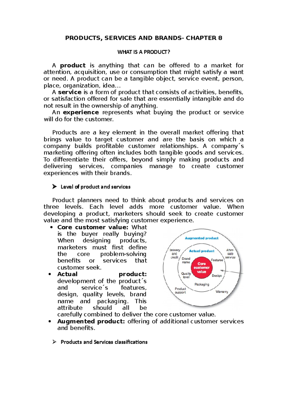Apontamento Chapter 8 - PRODUCTS, SERVICES AND BRANDS- CHAPTER 8 WHAT ...