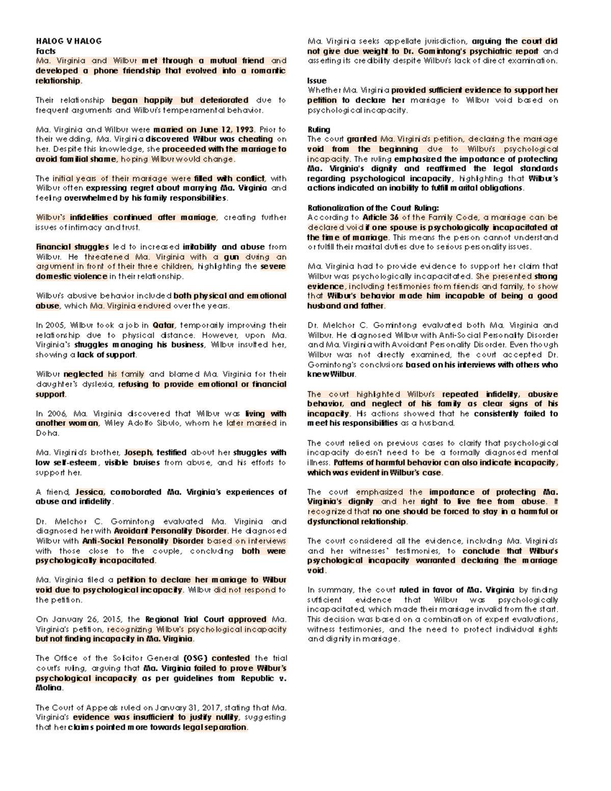 Halog V Halog - Case digest - HALOG V HALOG Facts Ma. Virginia and ...