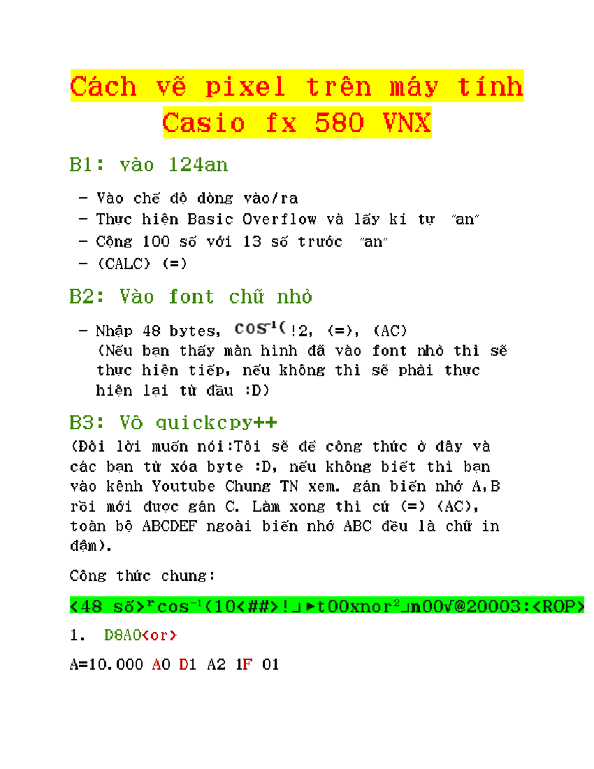 Cach ve pixel tren may tinh Casio fx 580 VNX - Văn hóa kinh doanh và ...