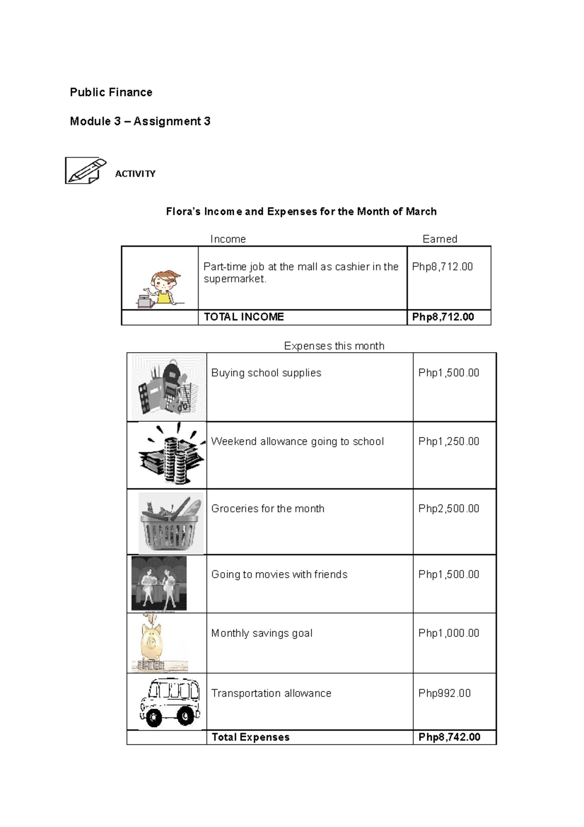 Public Finance Module 3 Assignment 3 Public Finance Module 3 Assignment 3 Floras Income And 2593