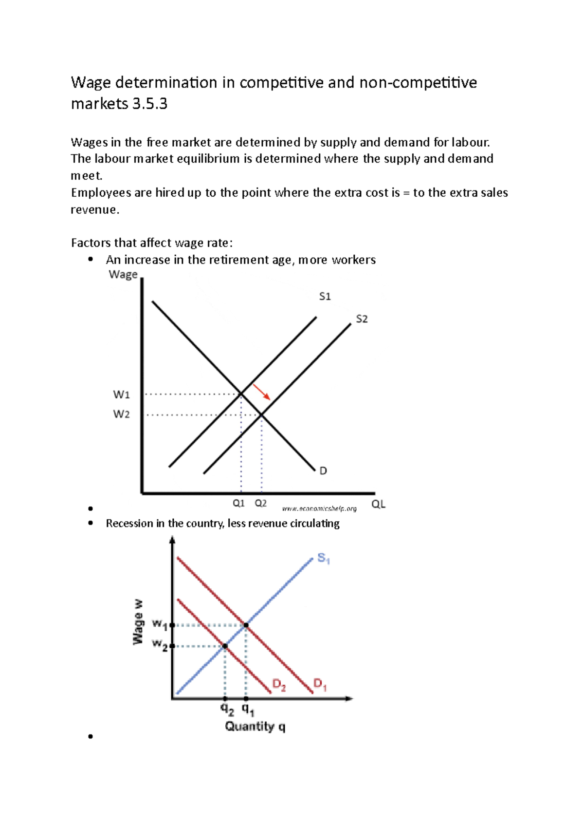 Wage determination - Wages in the free market are determined by supply ...