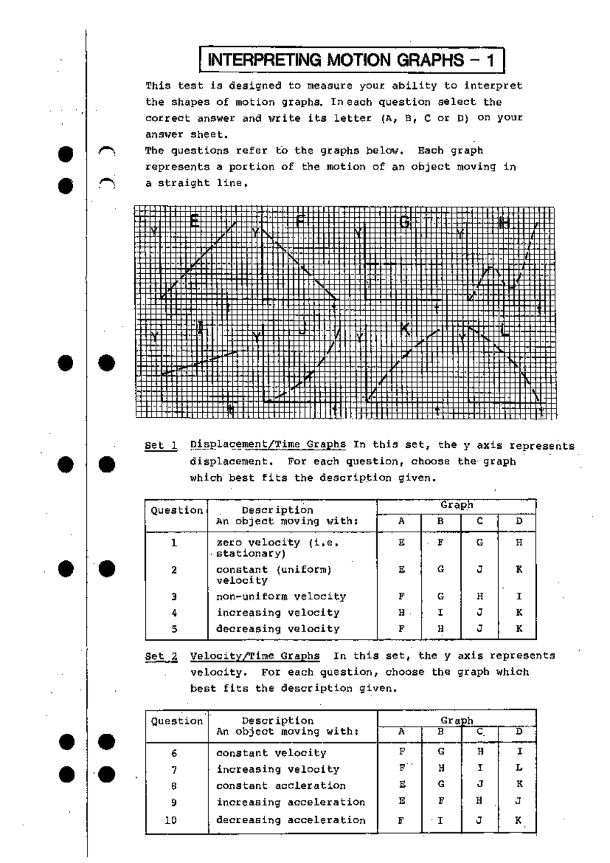 Motion Graph Exercises - INTERPRETING MOTION GRAPHS - 1 ####### This ...