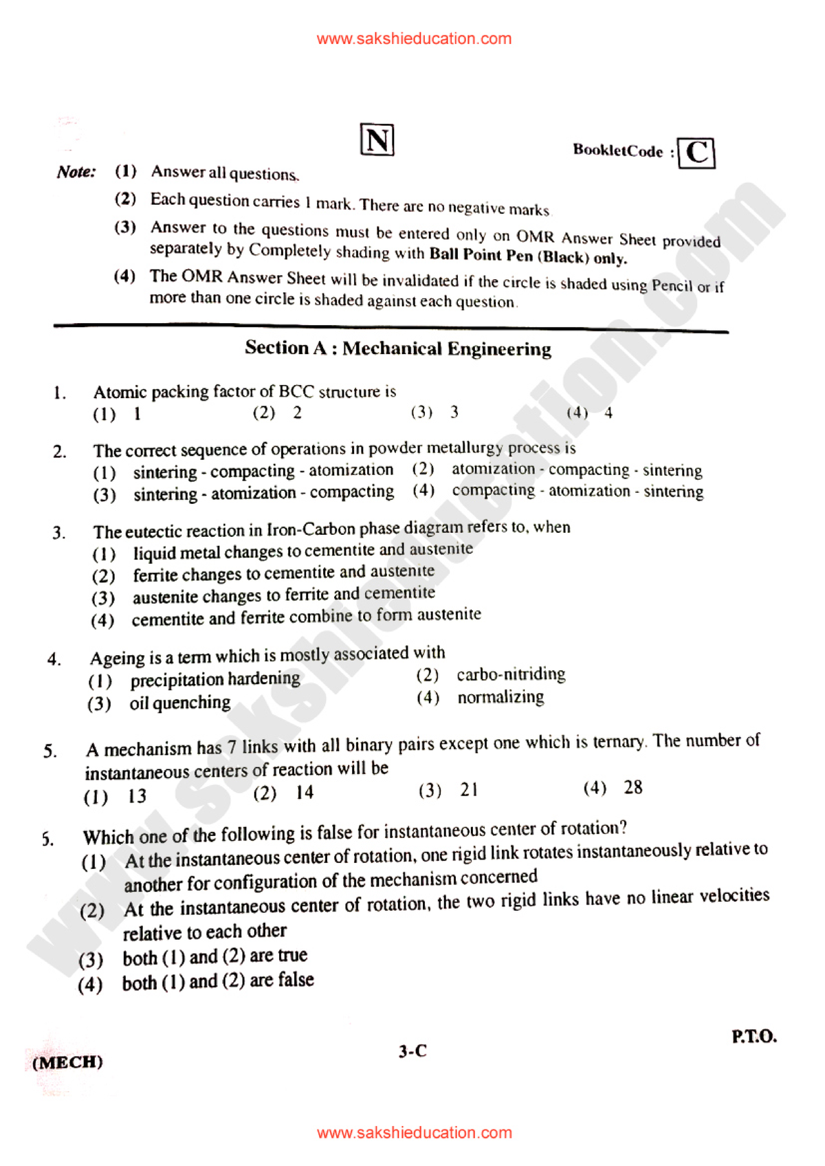 Tsgenco Mechanical AE Question Paper with Key (Held on 14-11-2015 ...