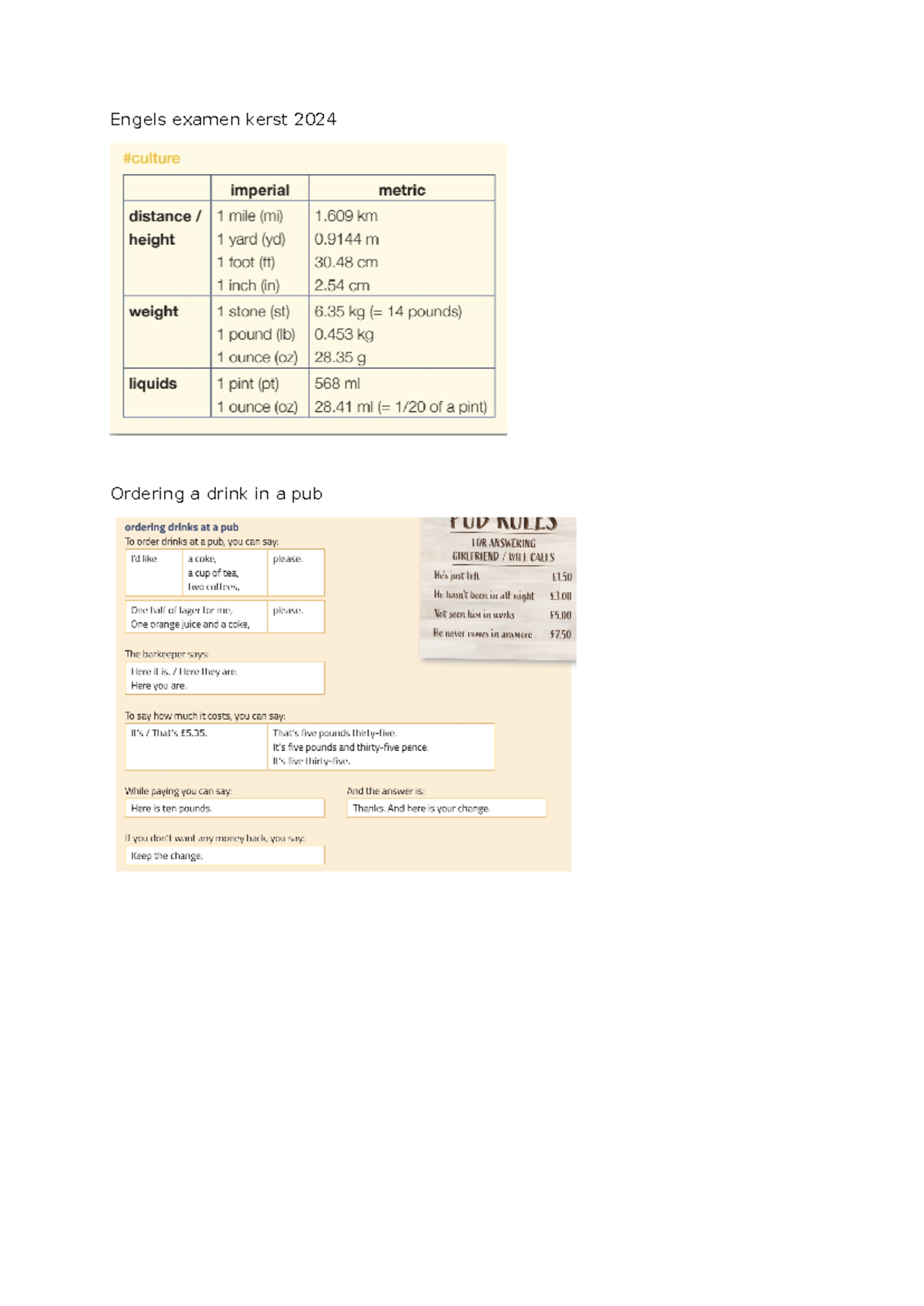 Engels examen kerst 2024 - Engels examen kerst 2024 Ordering a drink in ...