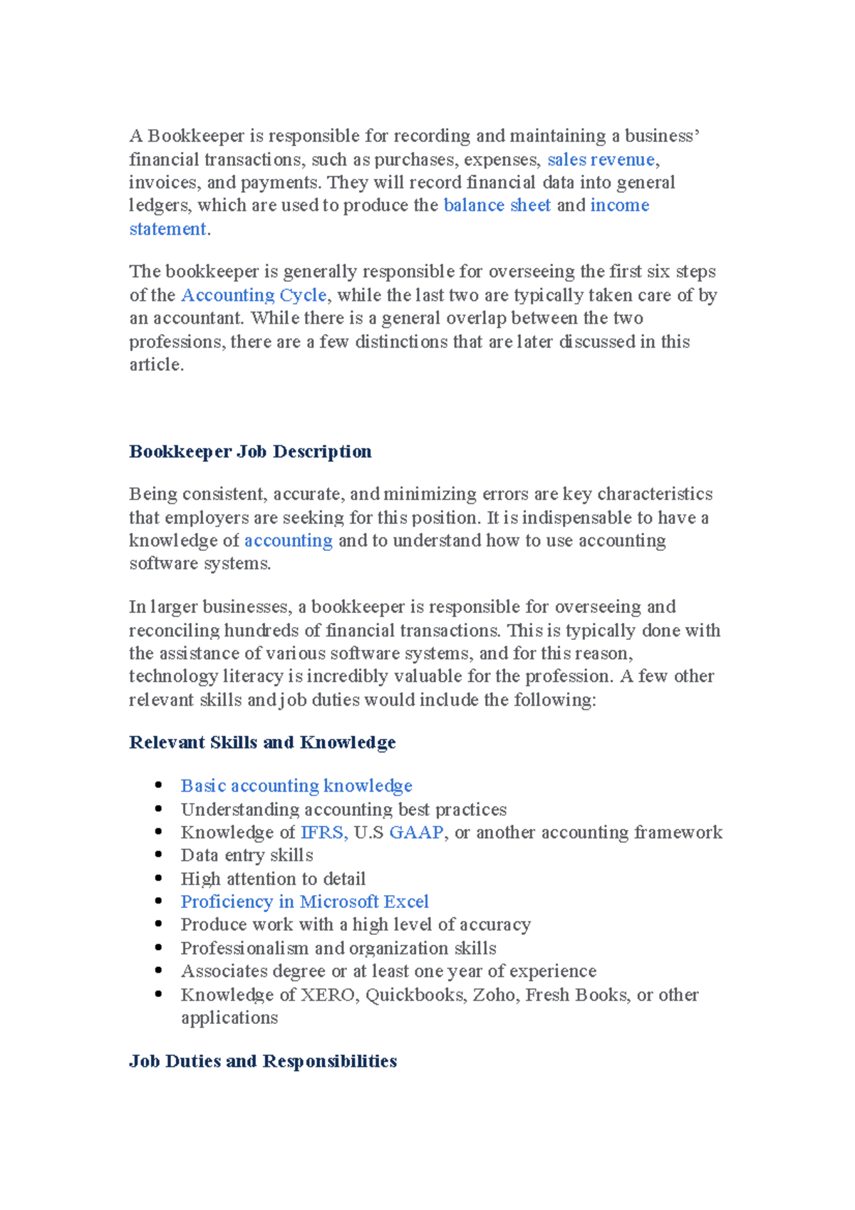 A Bookkeeper is responsible for recording and main - They will record ...