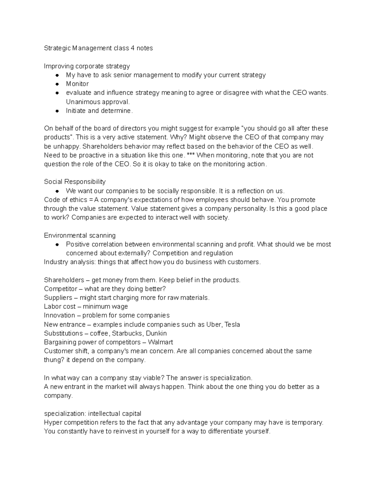 Strategic management notes class 4 - Strategic Management class 4 notes ...