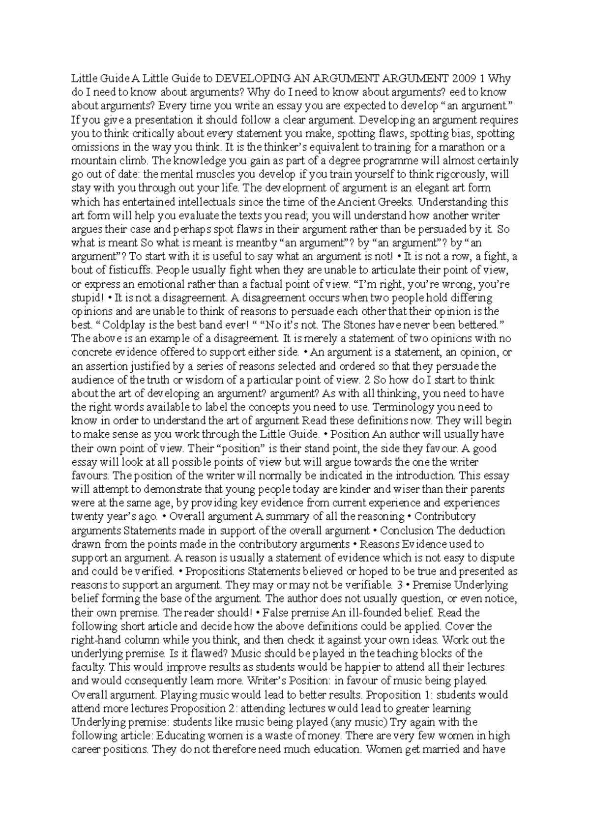 Development - Little Guide A Little Guide to DEVELOPING AN ARGUMENT ...