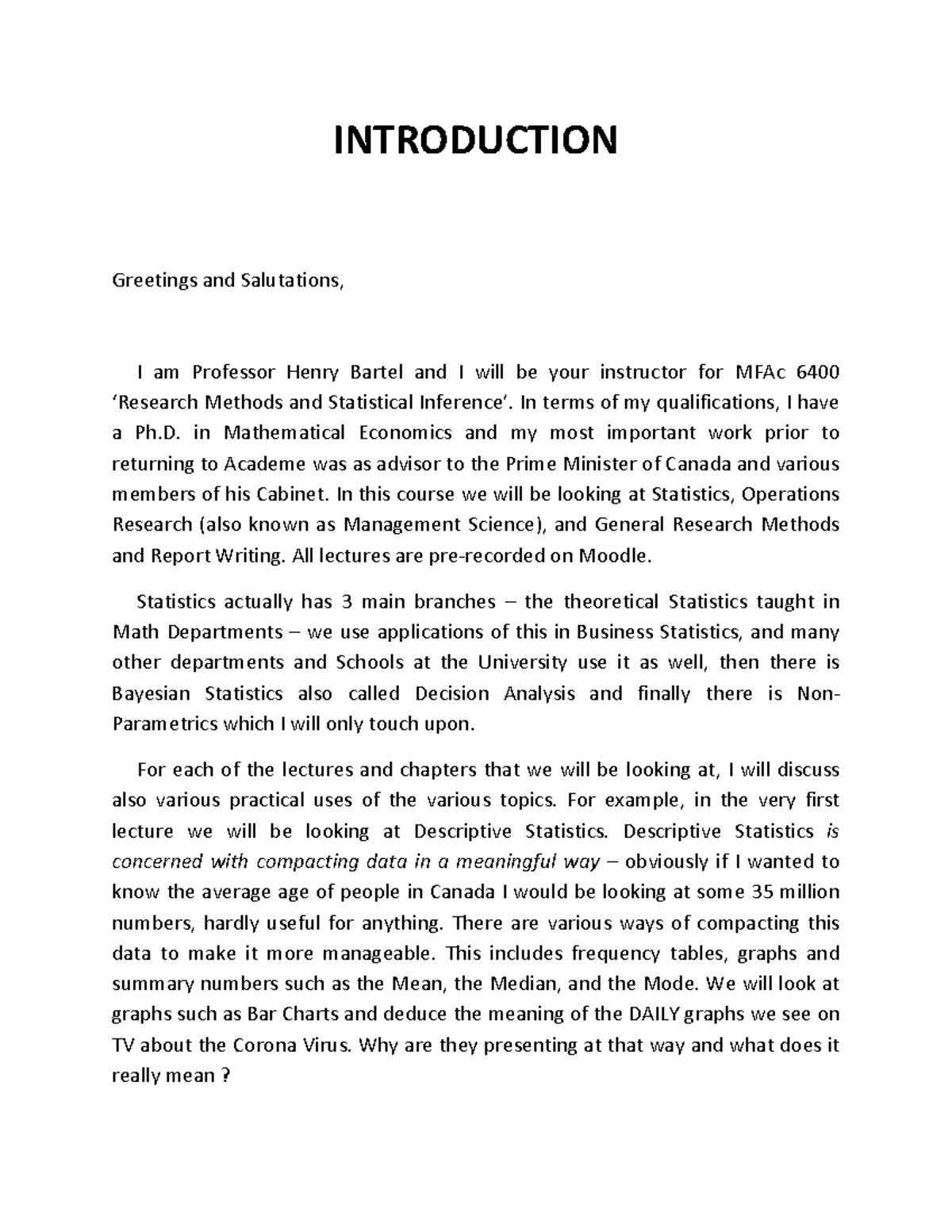 Introduction - Course information at start - INTRODUCTION Greetings and ...