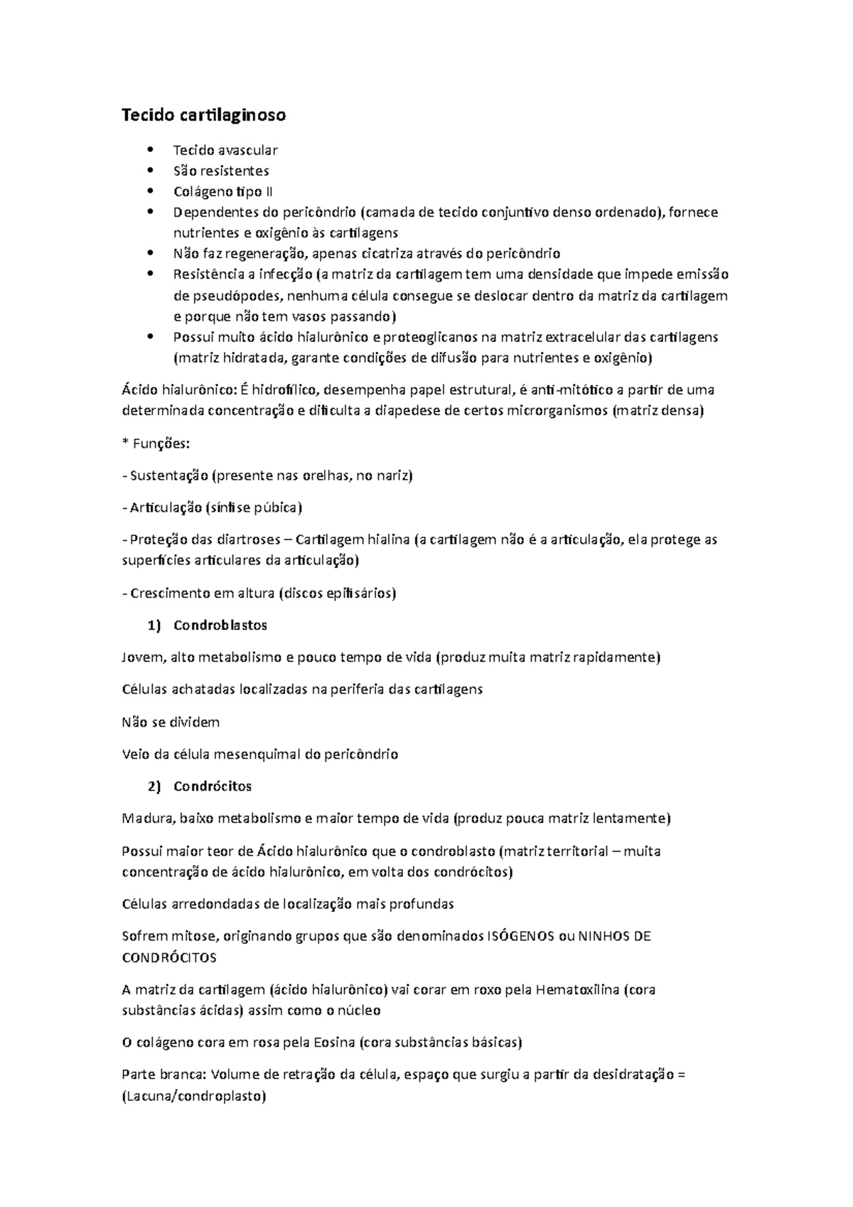 Tecido cartilaginoso - MATRIZ INTERTERRITORIAL: Envolta da matriz ...