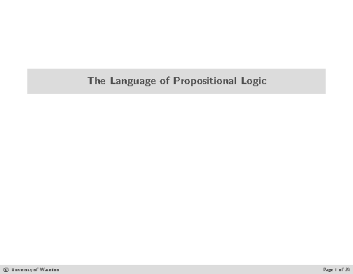 Week01 - Lecture - The Language of Propositional Logic Introduction ...