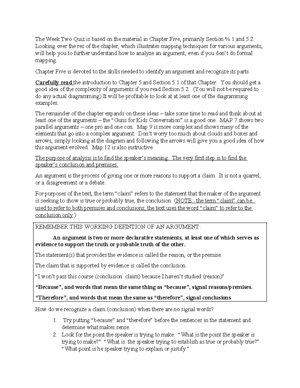 WEEK TWO Study Guide - The Week Two Quiz is based on the material in ...