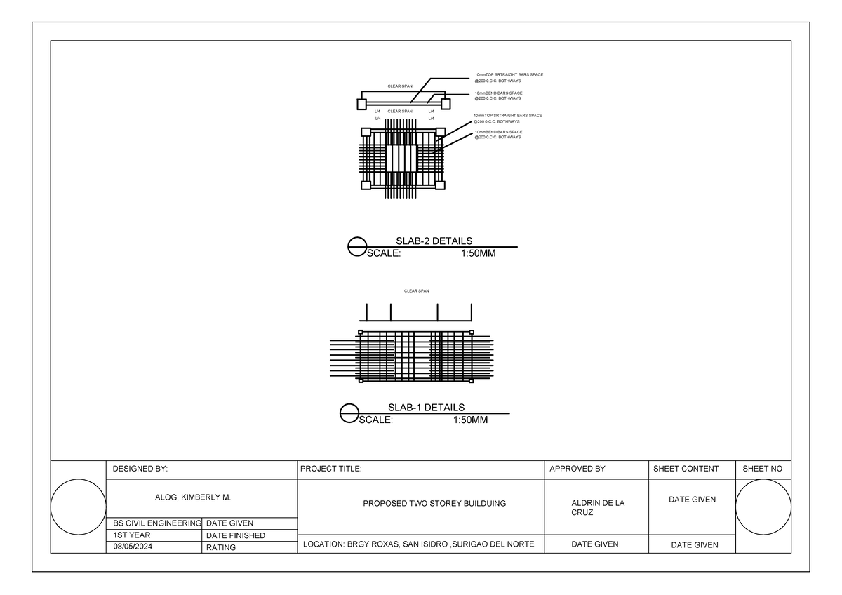 Slab Details - ENGGCAD - DESIGNED BY: PROJECT TITLE: APPROVED BY SHEET ...
