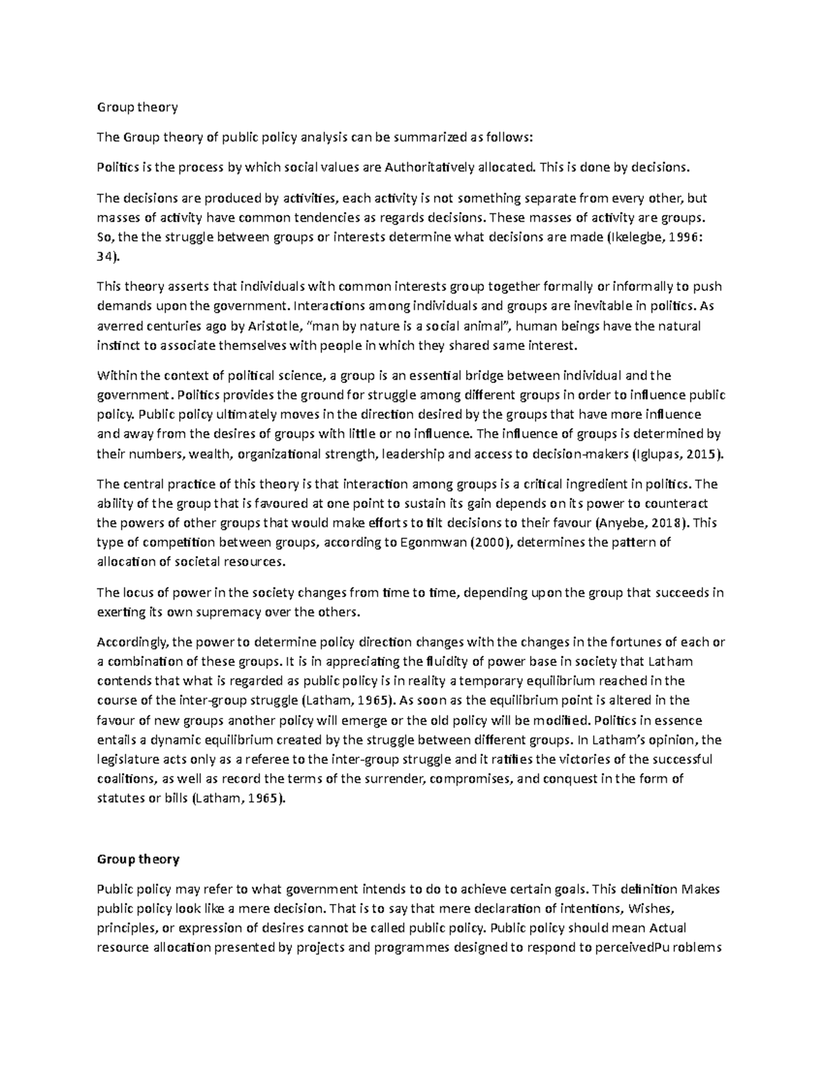 Group theory - This is done by decisions. The decisions are produced by ...