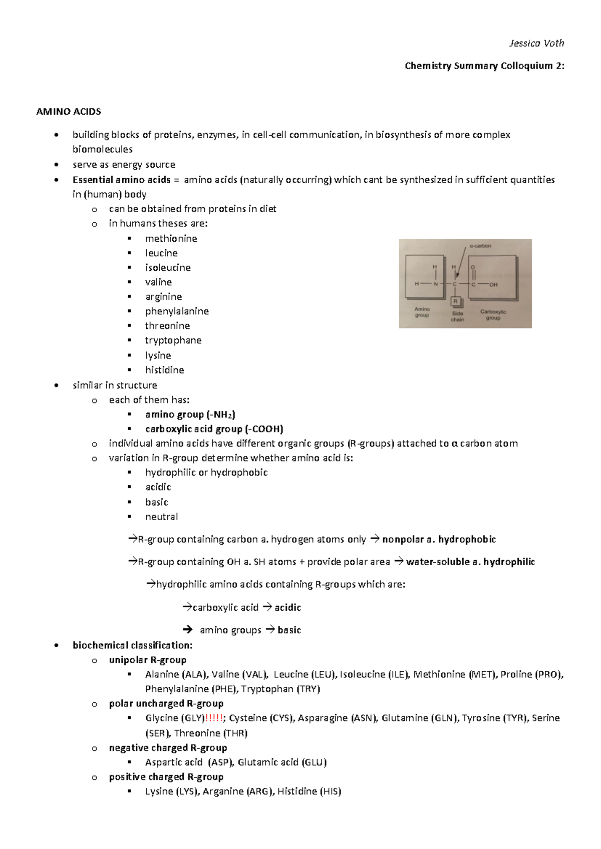 Chemistry Summary Colloquium 2 - Jessica Voth Chemistry Summary ...