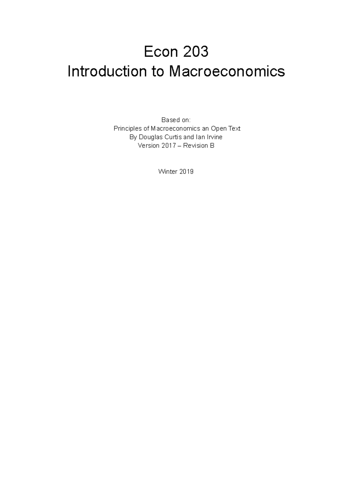 Econ 203 Notes - Econ 203 Introduction to Macroeconomics Based on ...