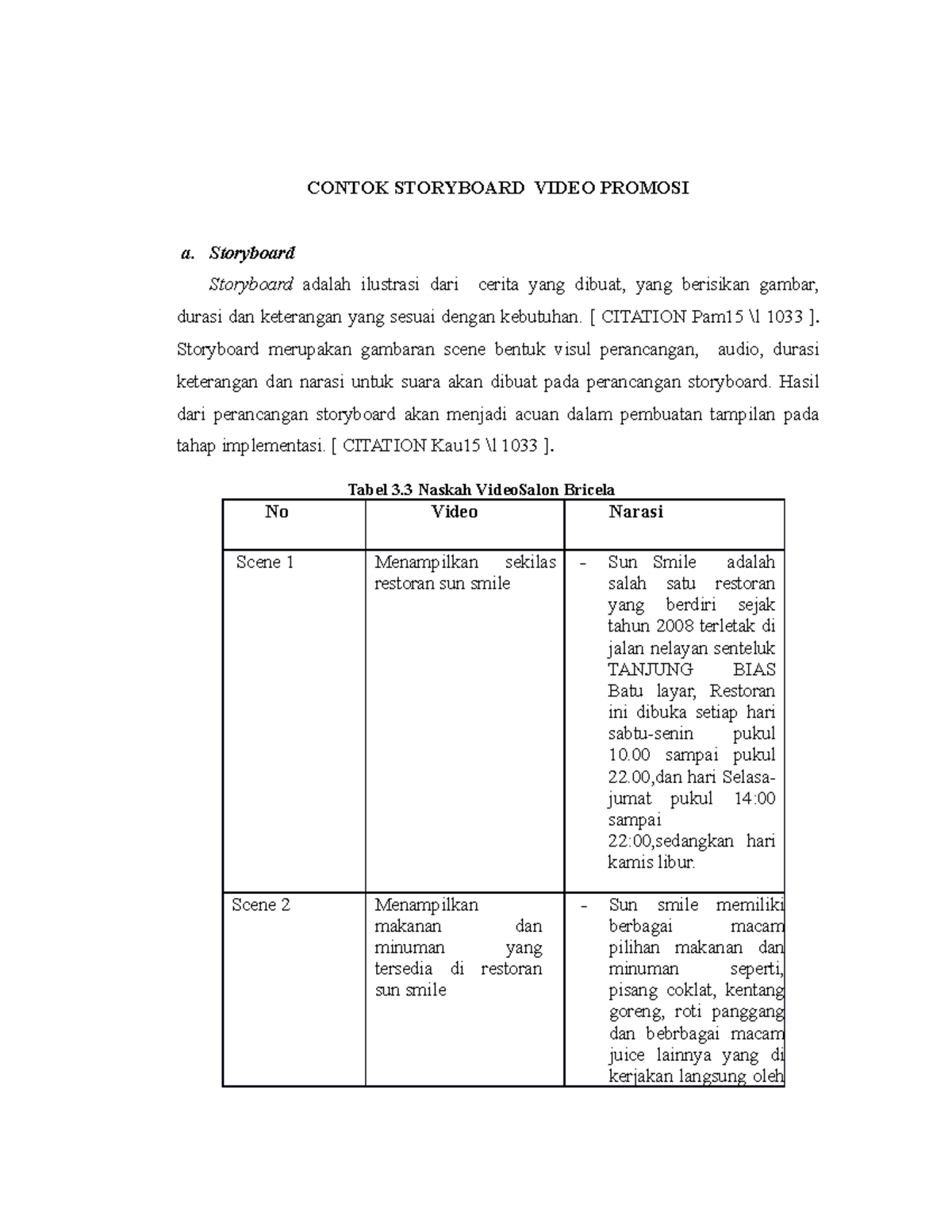 Contoh Storyboard Video Promosi - CONTOK STORYBOARD VIDEO PROMOSI a ...
