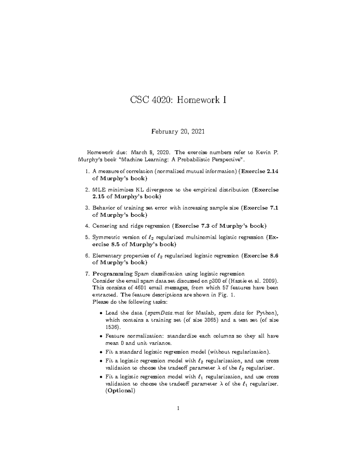 CSC4020 homework 1 - easy - CSC 4020: Homework I February 20, 2021 ...