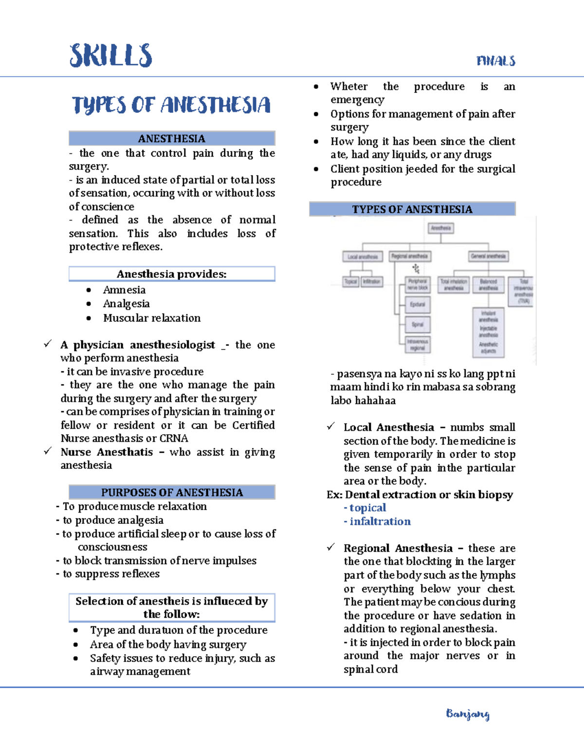 Types OF Anesthesia - TYPES OF ANESTHESIA ANESTHESIA the one that ...