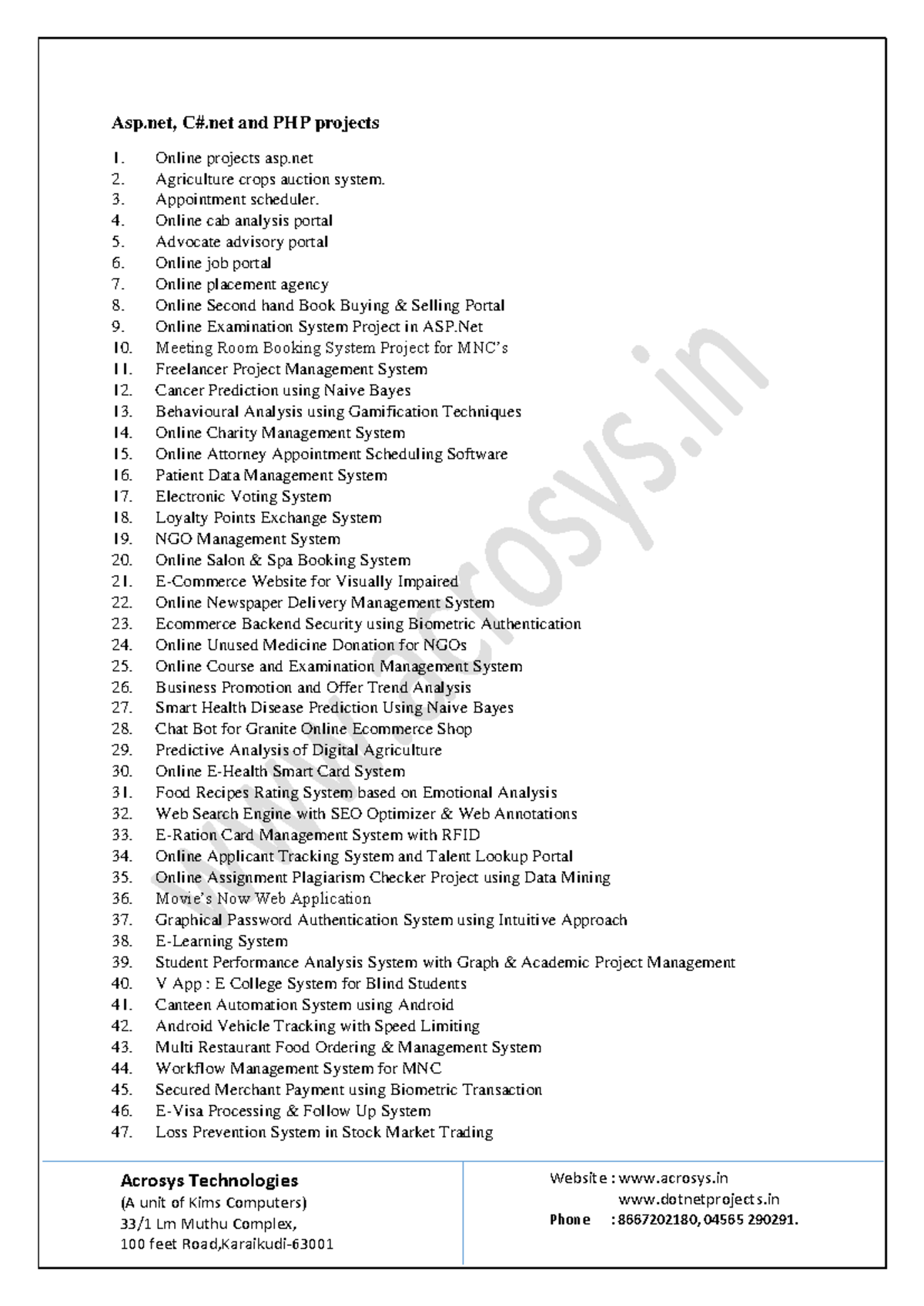 Projects 2022 - ddfd - Acrosys Technologies (A unit of Kims Computers ...