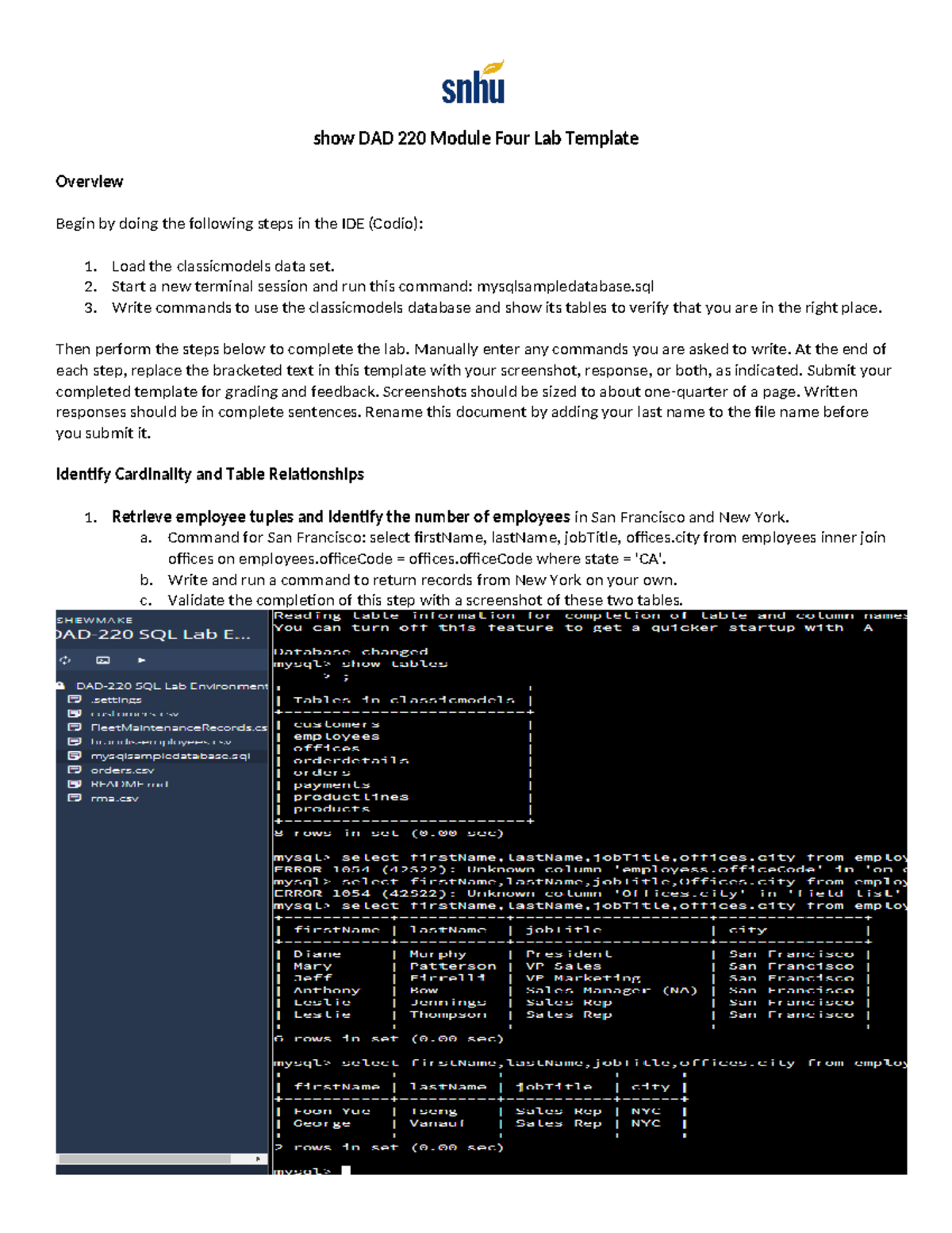 DAD 220 Module Four Lab A. Shewmake - show DAD 220 Module Four Lab ...