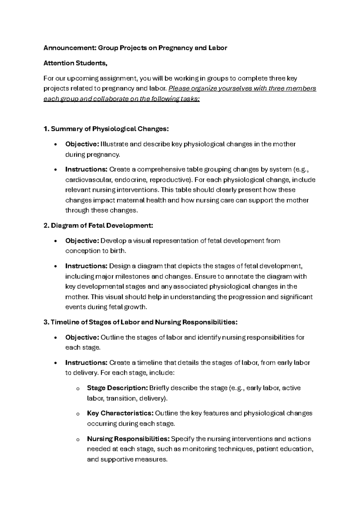 Group Activitity (3 members each group) - Announcement: Group Projects ...