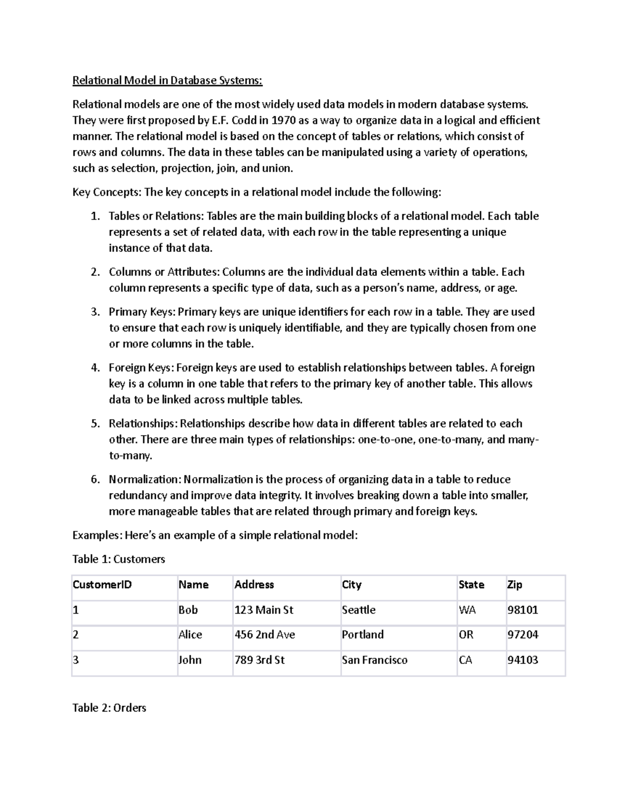 Database Notes Relational Model In Database Systems Relational Models Are One Of The Most
