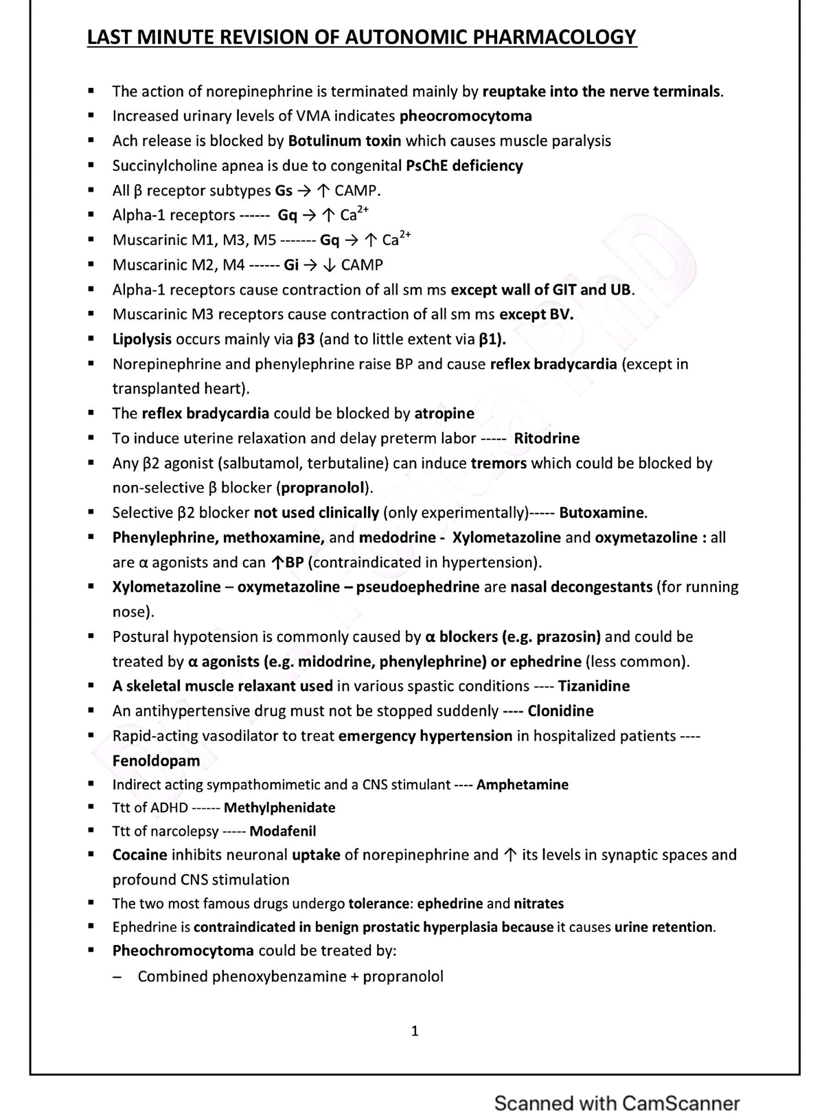 Revision of the ANS - Clinical Pharmacology - Studocu