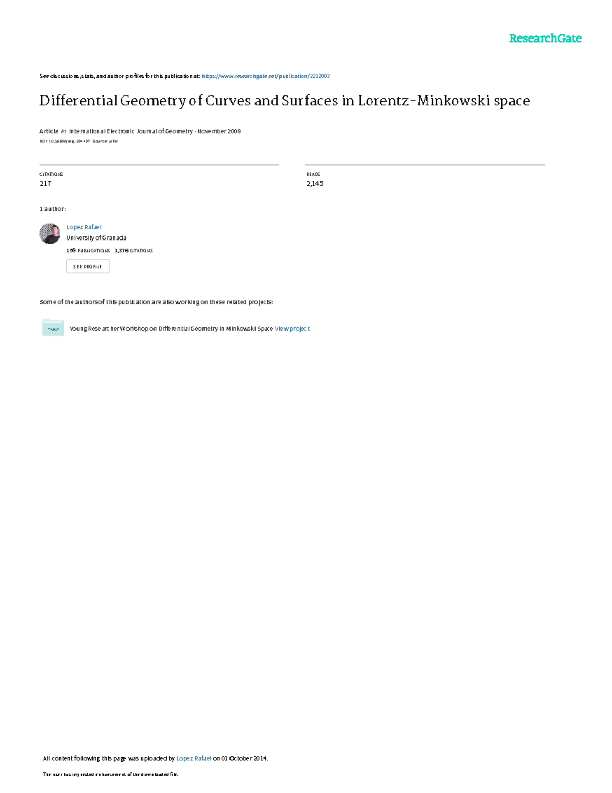 Differential Geometry of Curves and Surfaces in Lorentz-Minkowski space ...