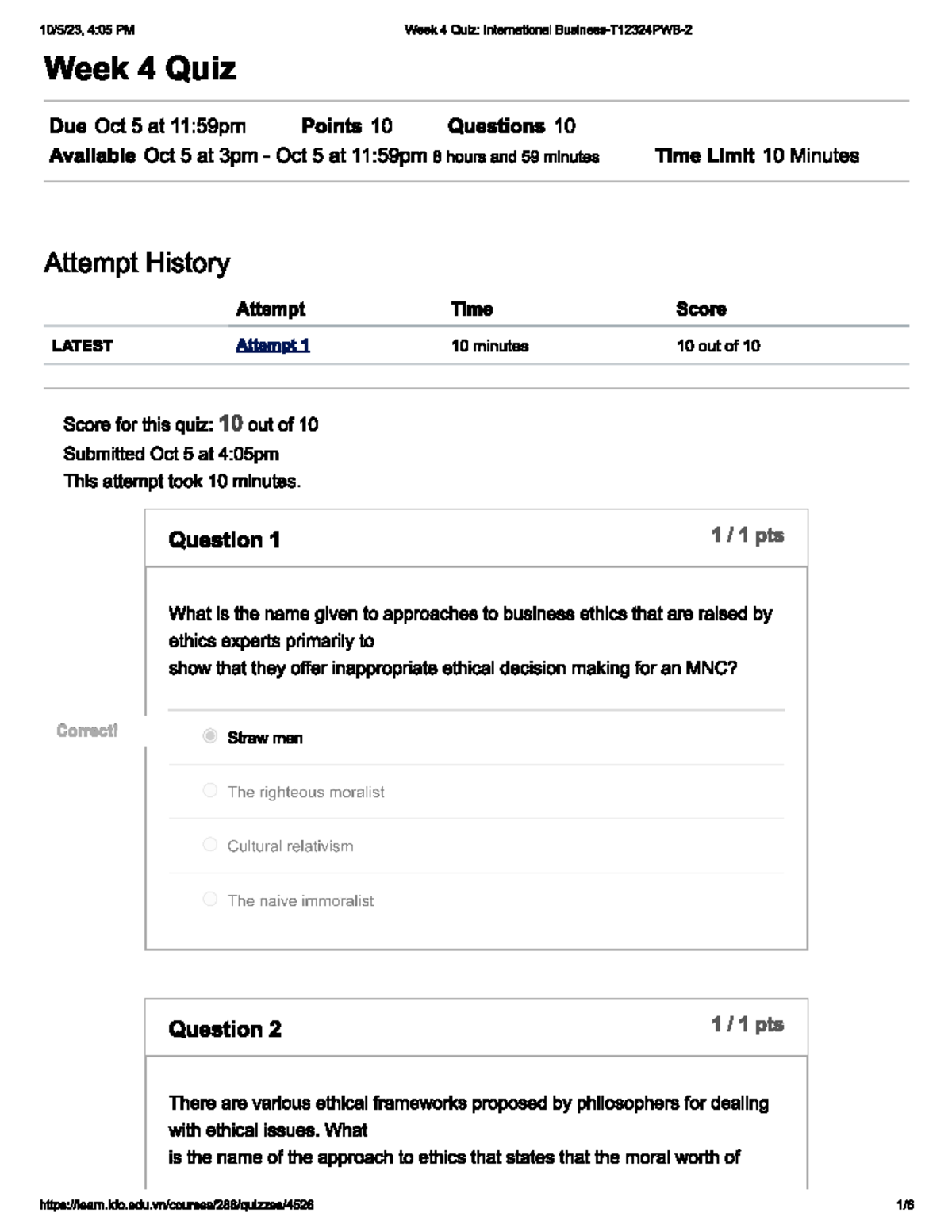 Chap 5 - Quiz IB - International Business - Studocu