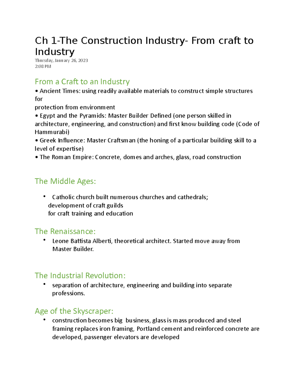 The Construction Industry- From craft to Industry - Ch 1-The ...